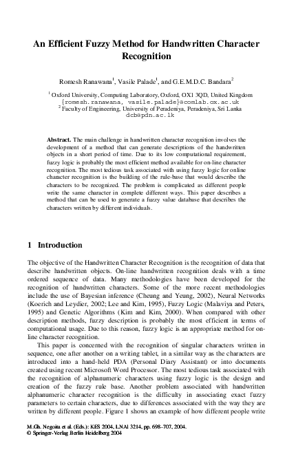 (PDF) An Efficient Fuzzy Method for Handwritten Character Recognition