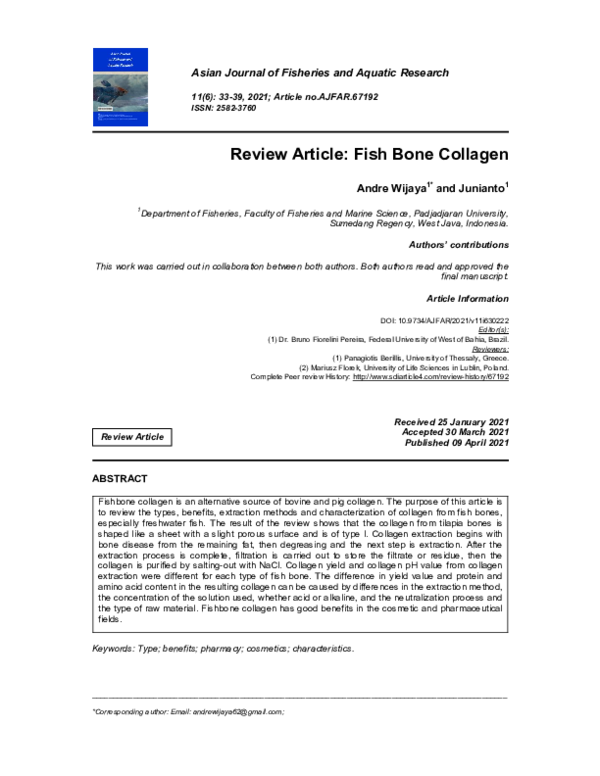 (PDF) Review Article: Fish Bone Collagen