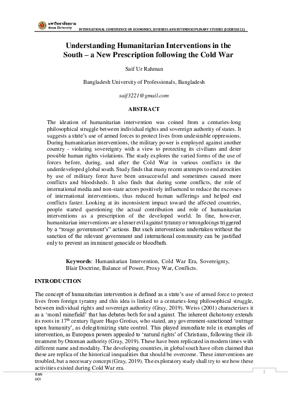 (PDF) Understanding Humanitarian Interventions in the South – a New ...