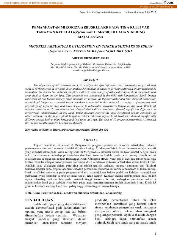 (PDF) PEMANFAATAN MIKORIZA ARBUSKULAR PADA TIGA KULTIVAR TANAMAN ...