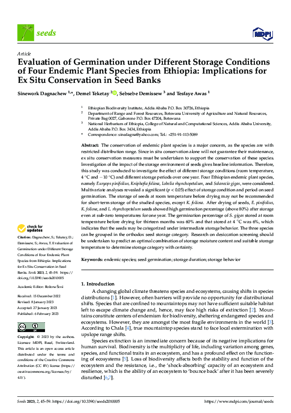 (PDF) Evaluation of Germination under Different Storage Conditions of ...