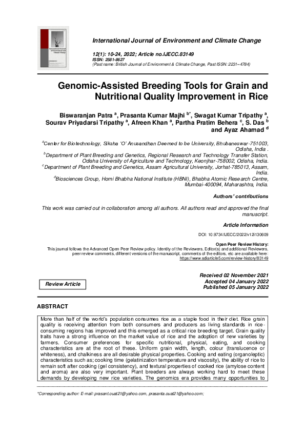 (PDF) Genomic-Assisted Breeding Tools for Grain and Nutritional Quality ...