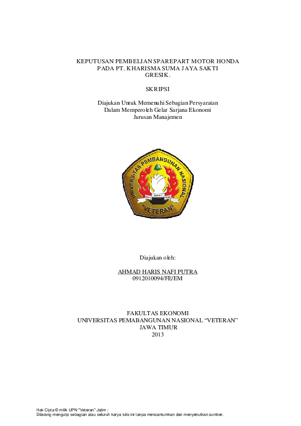 (PDF) Keputusan Pembelian Sparepart Motor Honda Pada Pt. Kharisma Suma ...