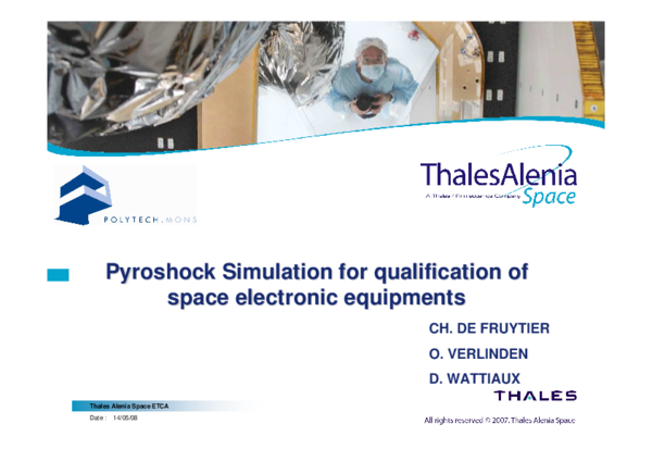 (PDF) Pyroshock simulation for qualification of space electronic equipments