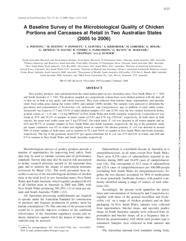 (PDF) A Baseline Survey of the Microbiological Quality of Chicken ...