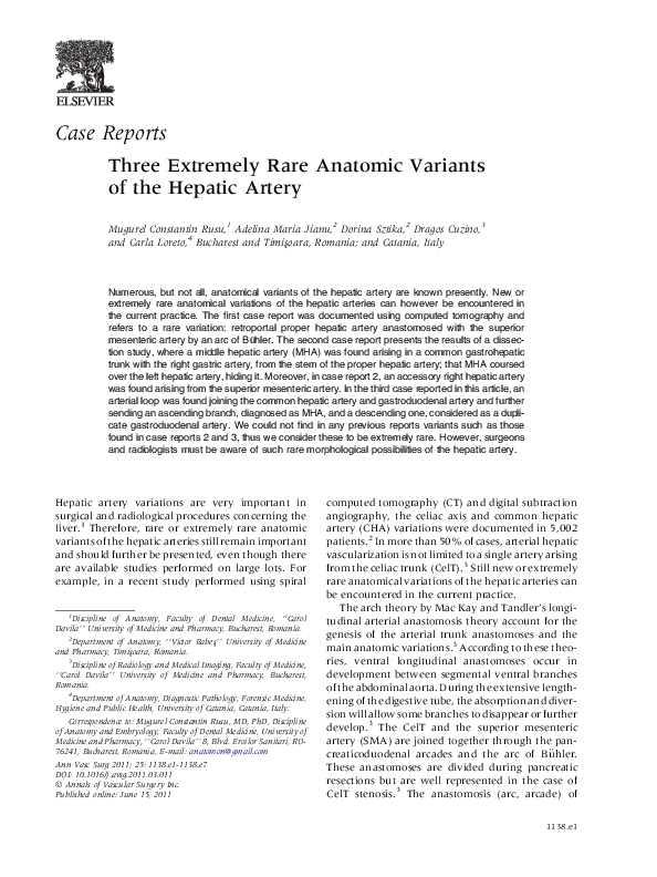 (PDF) Three Extremely Rare Anatomic Variants of the Hepatic Artery ...