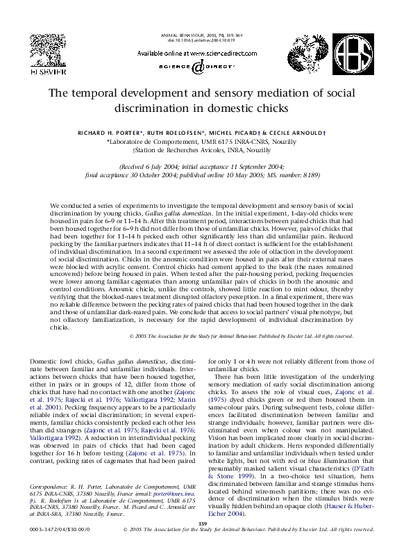 (PDF) The temporal development and sensory mediation of social ...