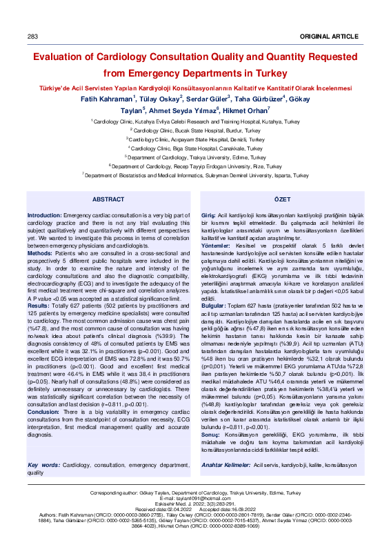 (PDF) Evaluation of Cardiology Consultation Quality and Quantity ...