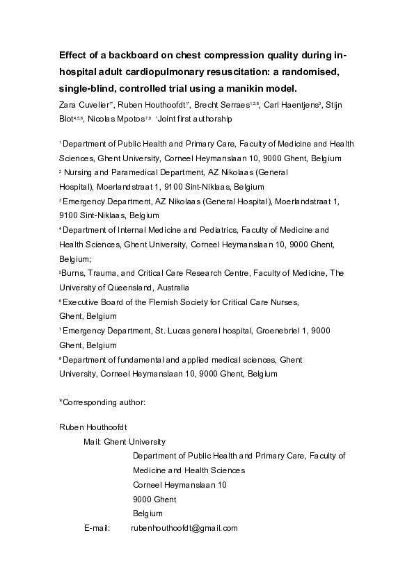 (PDF) Effect of a backboard on chest compression quality during in ...