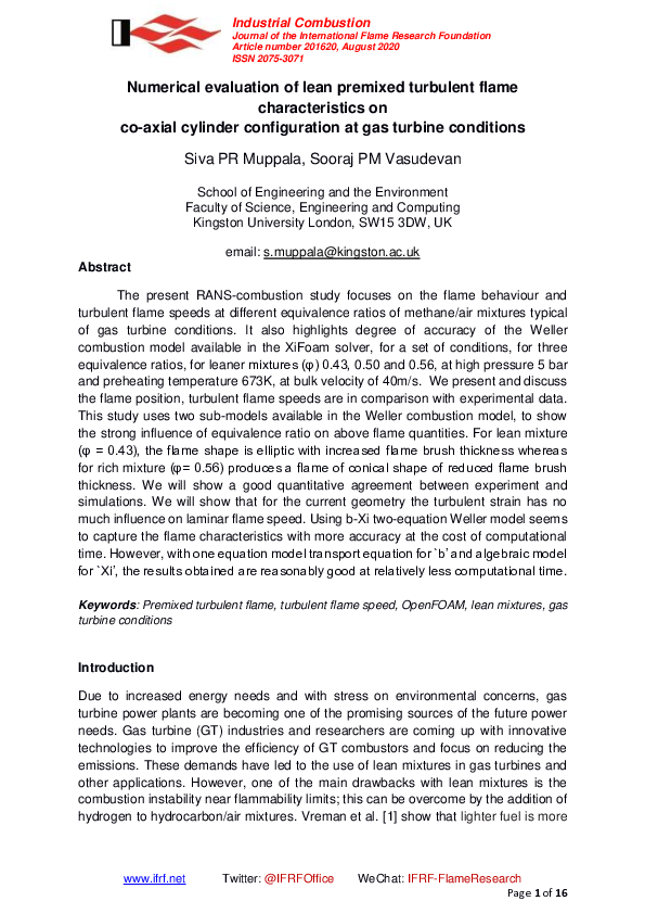 (PDF) Numerical evaluation of lean premixed turbulent flame characteristics on co-axial cylinder ...
