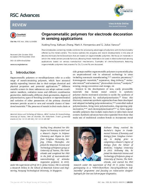 (PDF) Organometallic polymers for electrode decoration in sensing ...