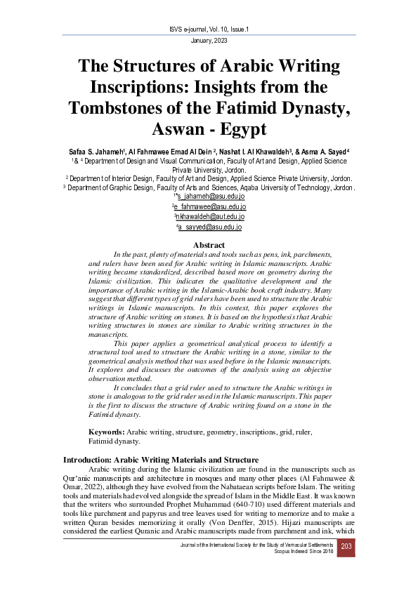 (PDF) The Structures of Arabic Writing Inscriptions: Insights from the ...