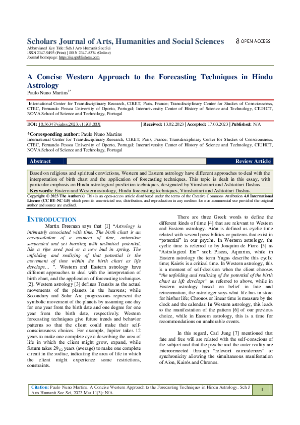 (PDF) A concise Western approach to the forecasting techniques in Hindu ...