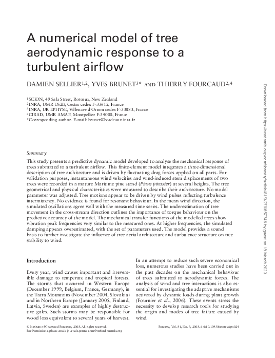 (PDF) A numerical model of tree aerodynamic response to a turbulent airflow