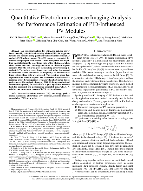 (PDF) Quantitative Electroluminescence Imaging Analysis for Performance ...