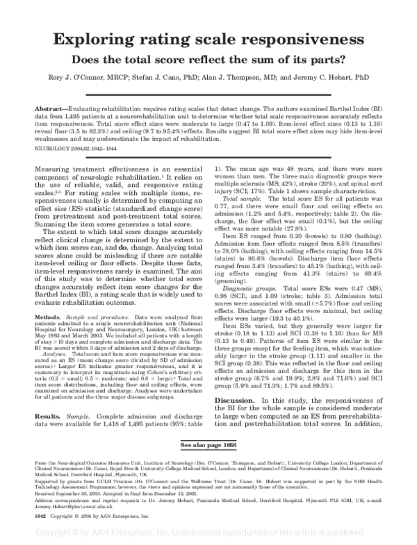 (PDF) Exploring rating scale responsiveness: Does the total score ...
