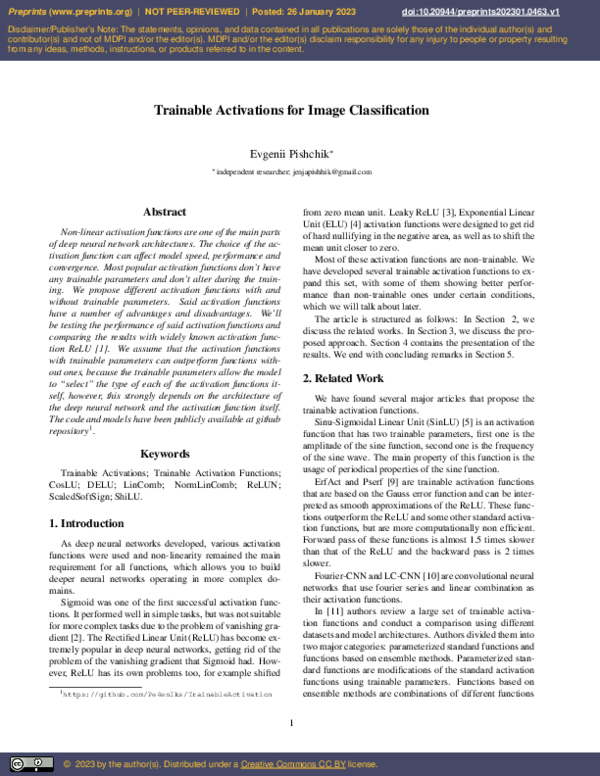 (PDF) Trainable Activations for Image Classification