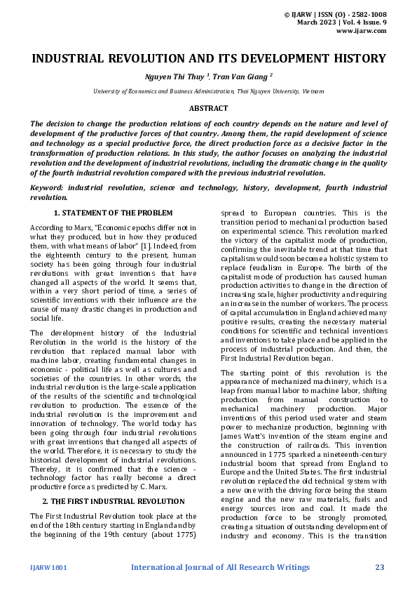 (PDF) Evolution of Industrial Revolutions Analysis