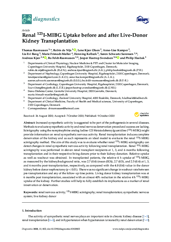 (PDF) Renal 123I-MIBG Uptake before and after Live-Donor Kidney ...