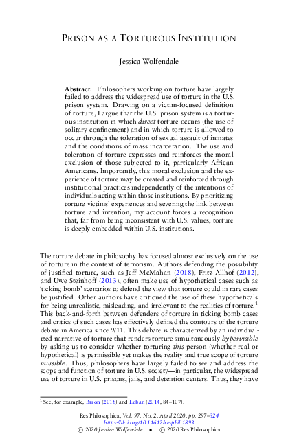 (PDF) Prison as a Torturous Institution