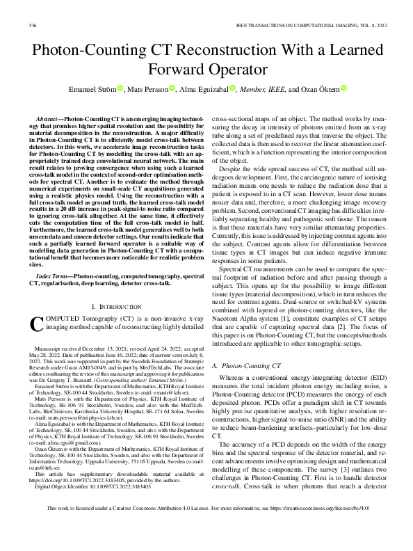 Pdf Photon Counting Ct Reconstruction With A Learned Forward Operator Ozan Öktem