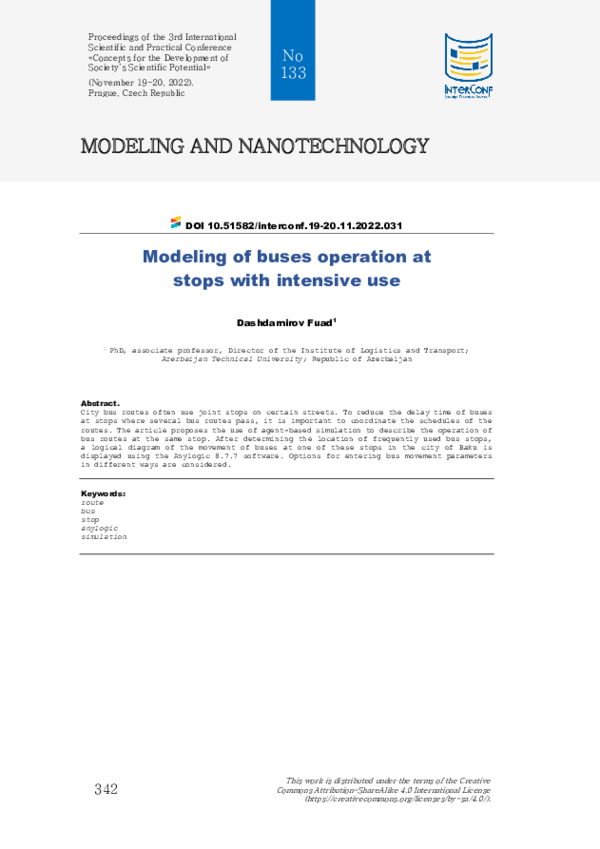 (PDF) Modeling of buses operation at stops with intensive use