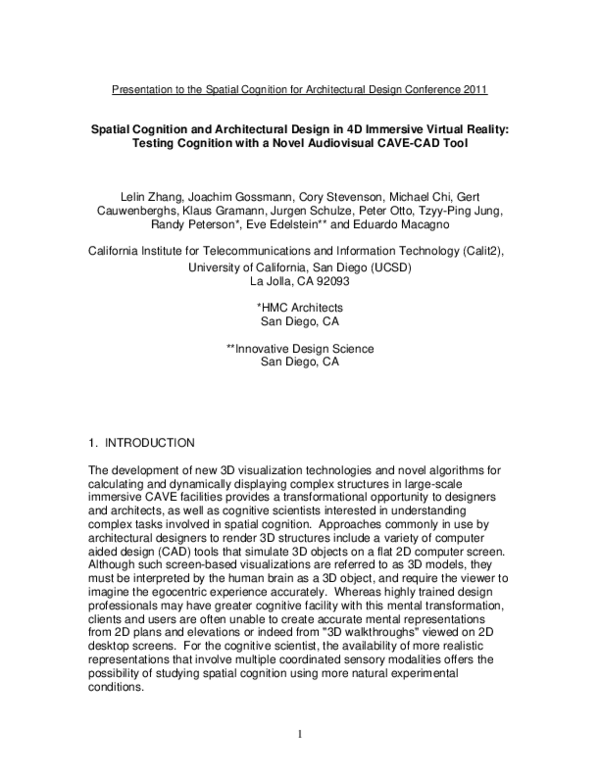 (PDF) Spatial cognition and architectural design in 4d immersive ...