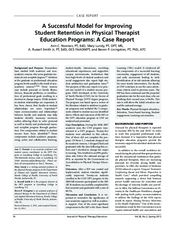 (PDF) A Successful Model for Improving Student Retention in Physical Therapist Education ...
