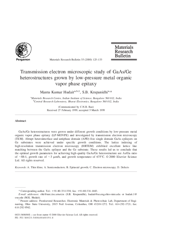 (PDF) Transmission electron microscopic study of GaAs/Ge ...
