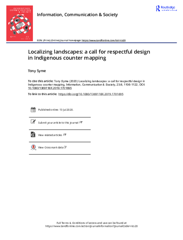 (PDF) Localizing landscapes: a call for respectful design in Indigenous ...