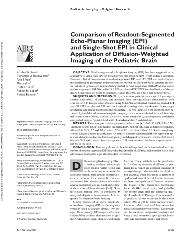 (PDF) Comparison of Readout-Segmented Echo-Planar Imaging (EPI) and Single-Shot EPI in Clinical ...