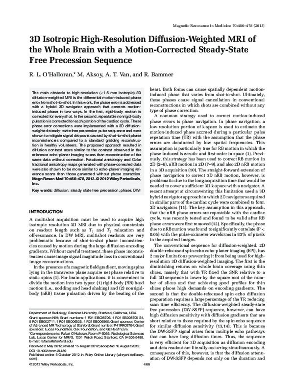 (PDF) 3D isotropic high-resolution diffusion-weighted MRI of the whole brain with a motion ...