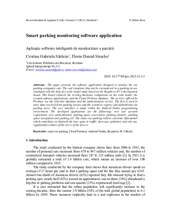 (PDF) Smart parking monitoring software application