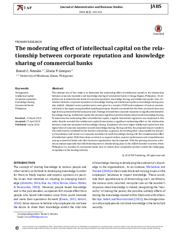(PDF) The moderating effect of intellectual capital on the relationship between corporate ...