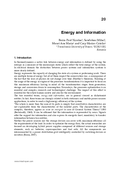 (PDF) Energy and Information