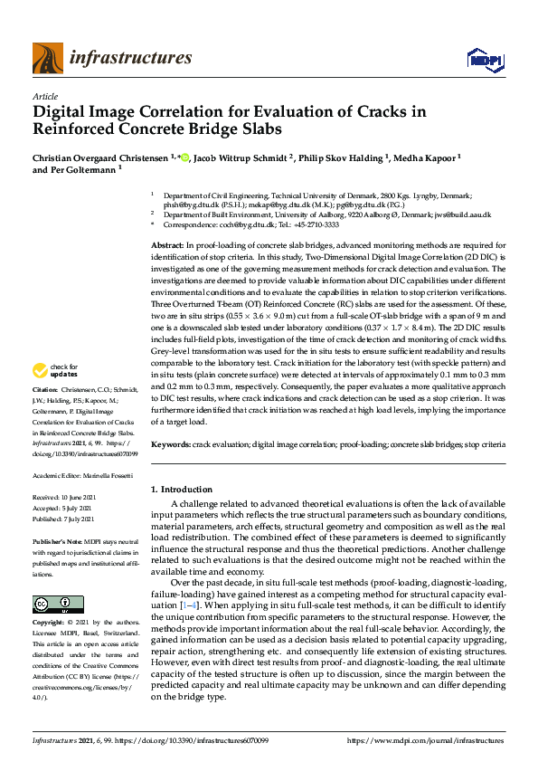 (PDF) Digital Image Correlation for Evaluation of Cracks in Reinforced Concrete Bridge Slabs