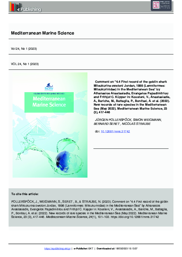 (PDF) Comment on “4.4 First record of the goblin shark Mitsukurina ...