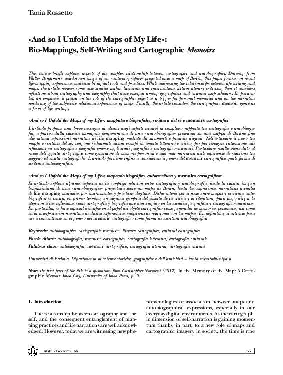 (PDF) "And so I Unfold the Maps of My Life": Bio-Mappings, Self-Writing ...