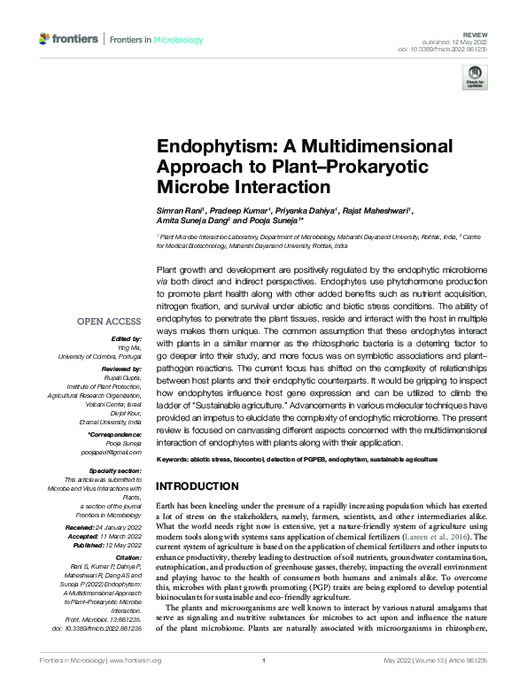 (PDF) Endophytism: A Multidimensional Approach to Plant–Prokaryotic ...