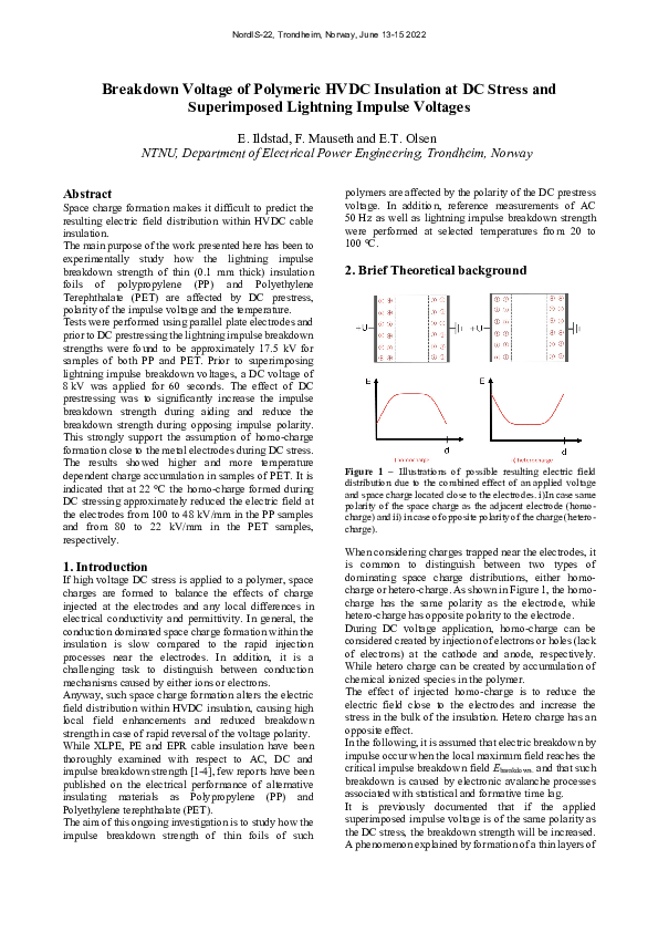(PDF) Breakdown Voltage of Polymeric HVDC Insulation at DC Stress and Superimposed Lightning ...