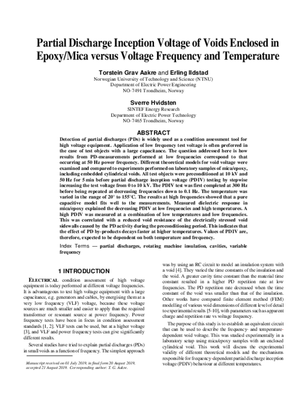(PDF) Partial discharge inception voltage of voids enclosed in epoxy ...