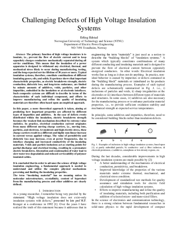 (PDF) Challenging Defects of High Voltage Insulation Systems | erling ...