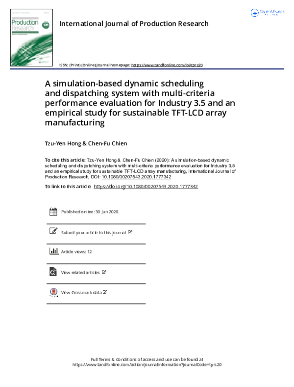 Pdf A Simulation Based Dynamic Scheduling And Dispatching System With