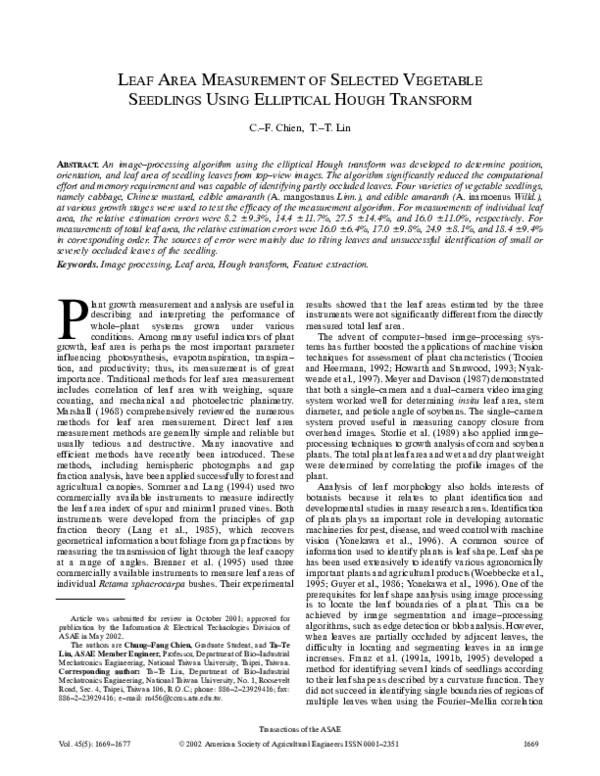 (PDF) Leaf Area Measurement of Selected Vegetable Seedlings Using ...