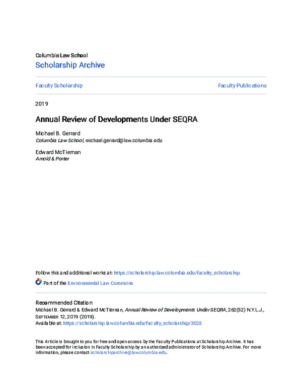 (PDF) Annual Review of Developments Under SEQRA