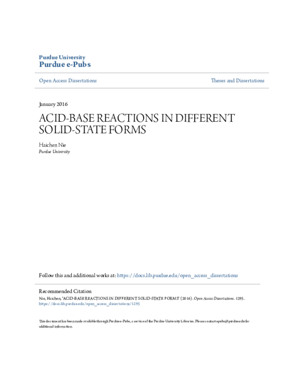 (PDF) Acid-Base Reactions in Different Solid-State Forms