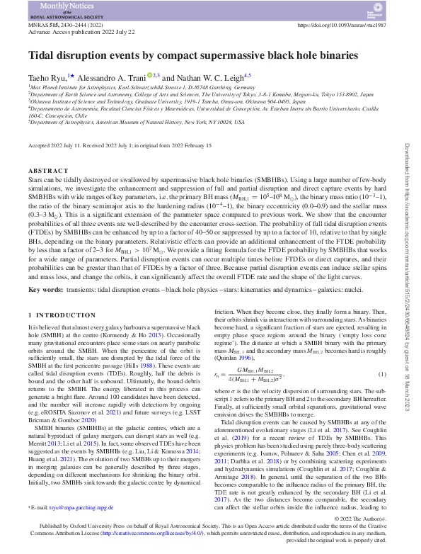 (PDF) Tidal disruption events by compact supermassive black hole binaries