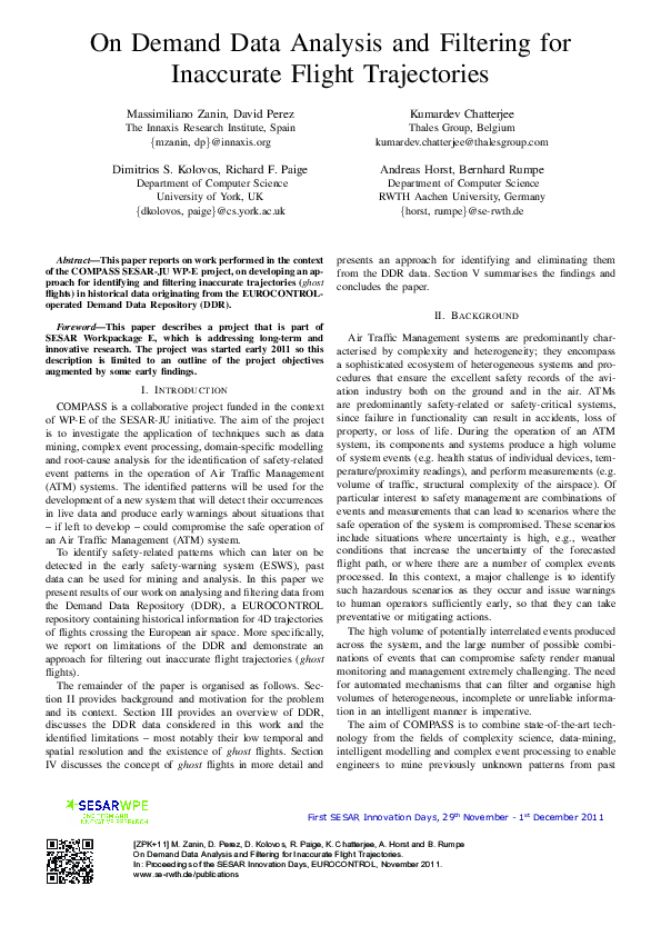 (PDF) On Demand Data Analysis and Filtering for Inaccurate Flight Trajectories | David Perez ...