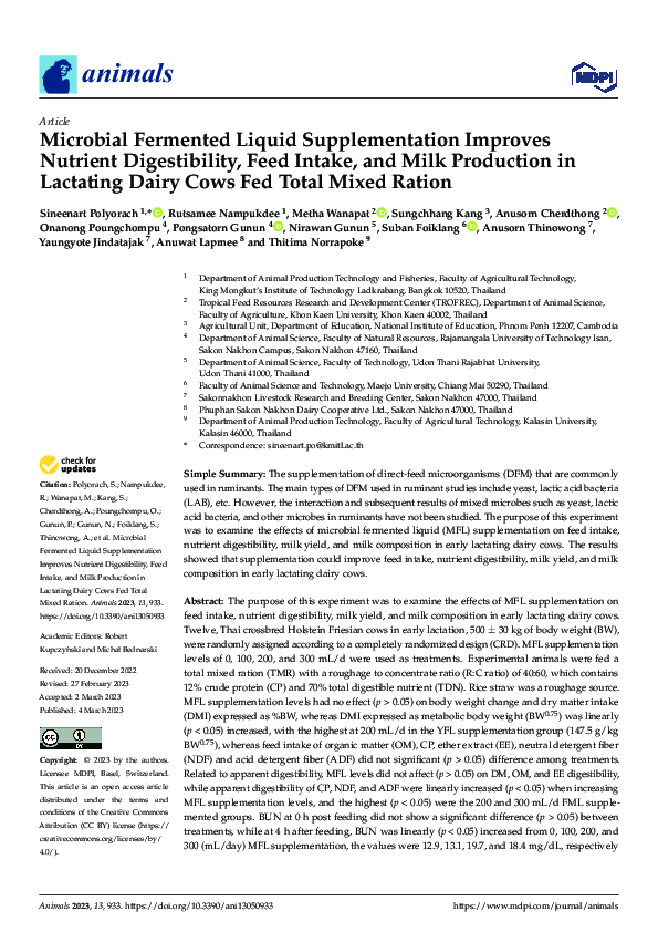 (PDF) Microbial Fermented Liquid Supplementation Improves Nutrient ...