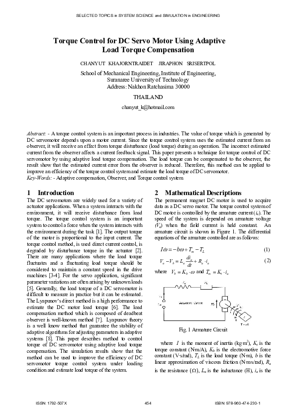 (PDF) Torque control for DC servo motor using adaptive load torque ...